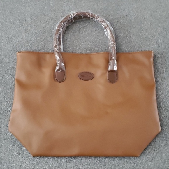 Bella Russo | Bags | New Bella Russo Brown Tanpolyurethane Tote Purse ...